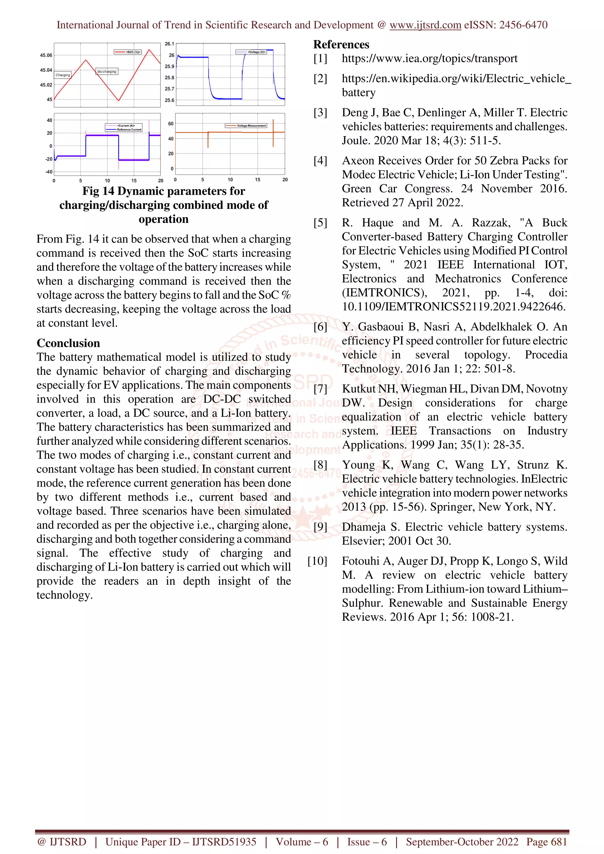 Charging and Discharging Control of Li Ion Battery for Electric Vehicle ...