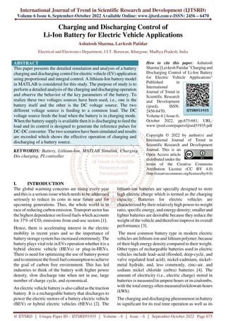 Charging and Discharging Control of Li Ion Battery for Electric Vehicle ...