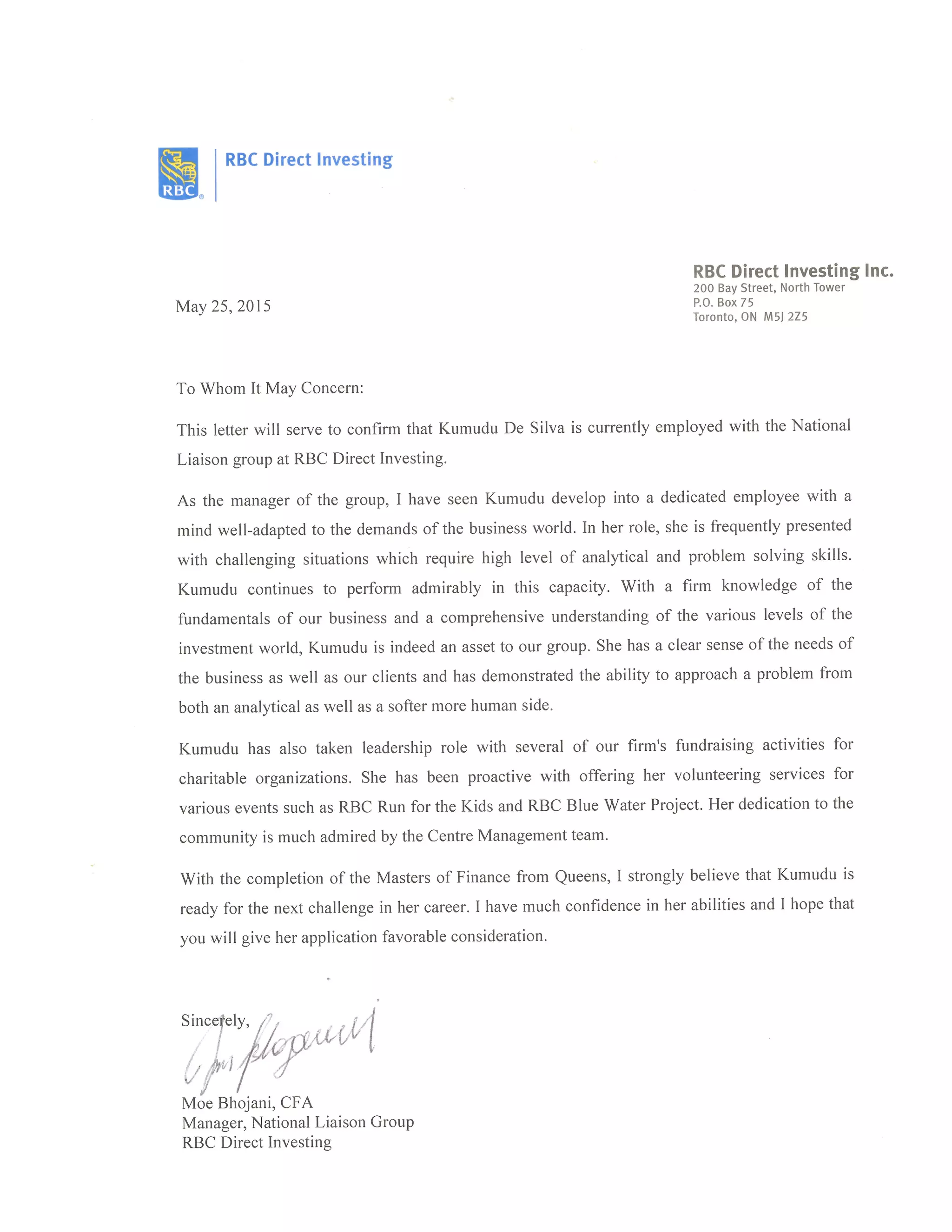 Reference letter- RBC DI | PDF
