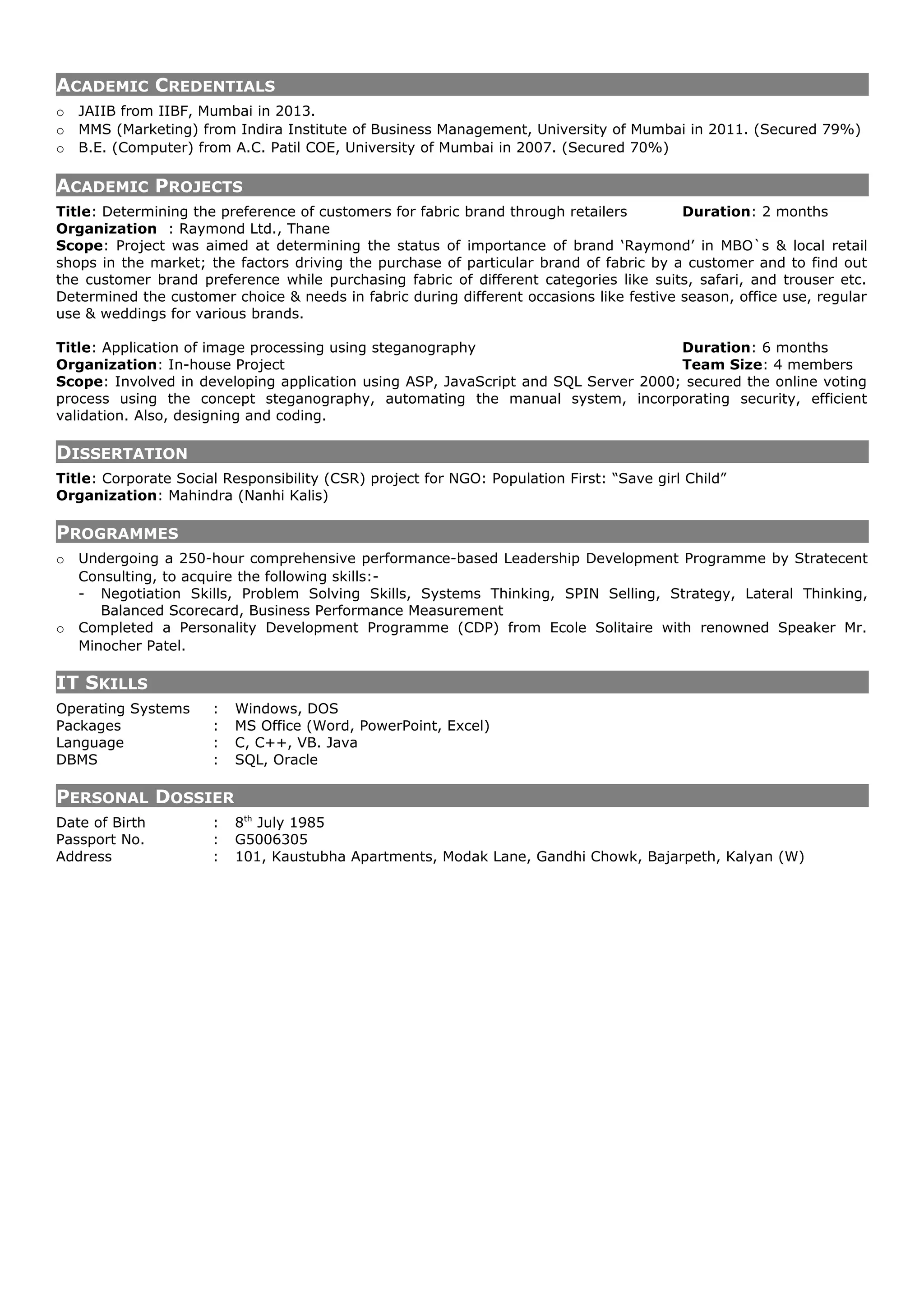 resume_sagar_ | PDF