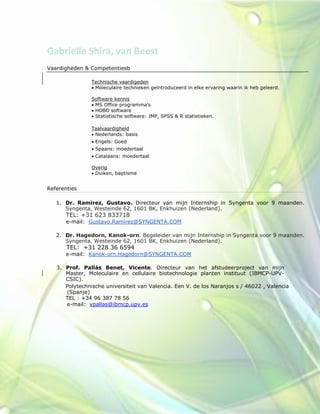 CV _Gabrielle van Beest | PDF