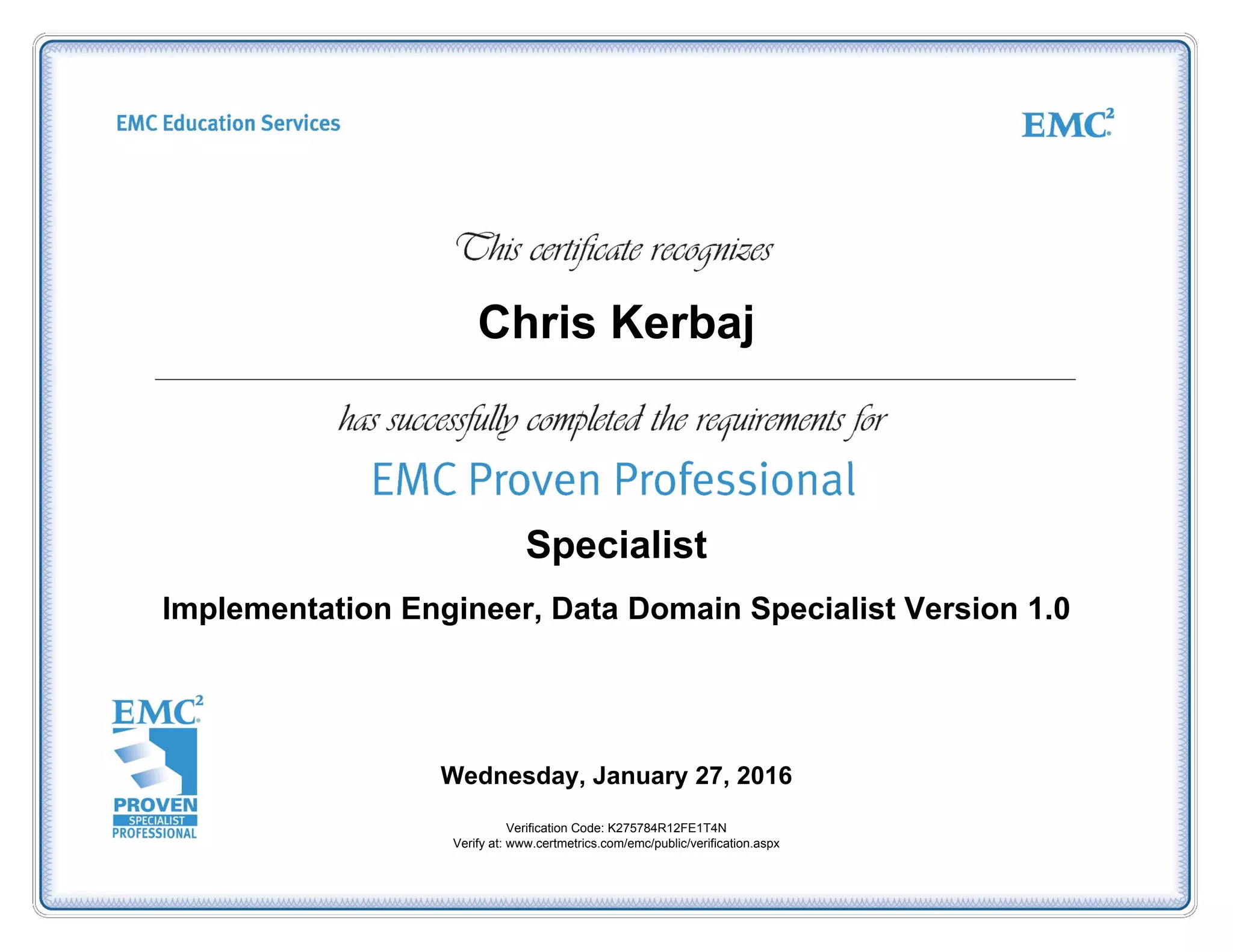 Implementation Engineer, Data Domain Specialist Version 1.0 certificate | PPT