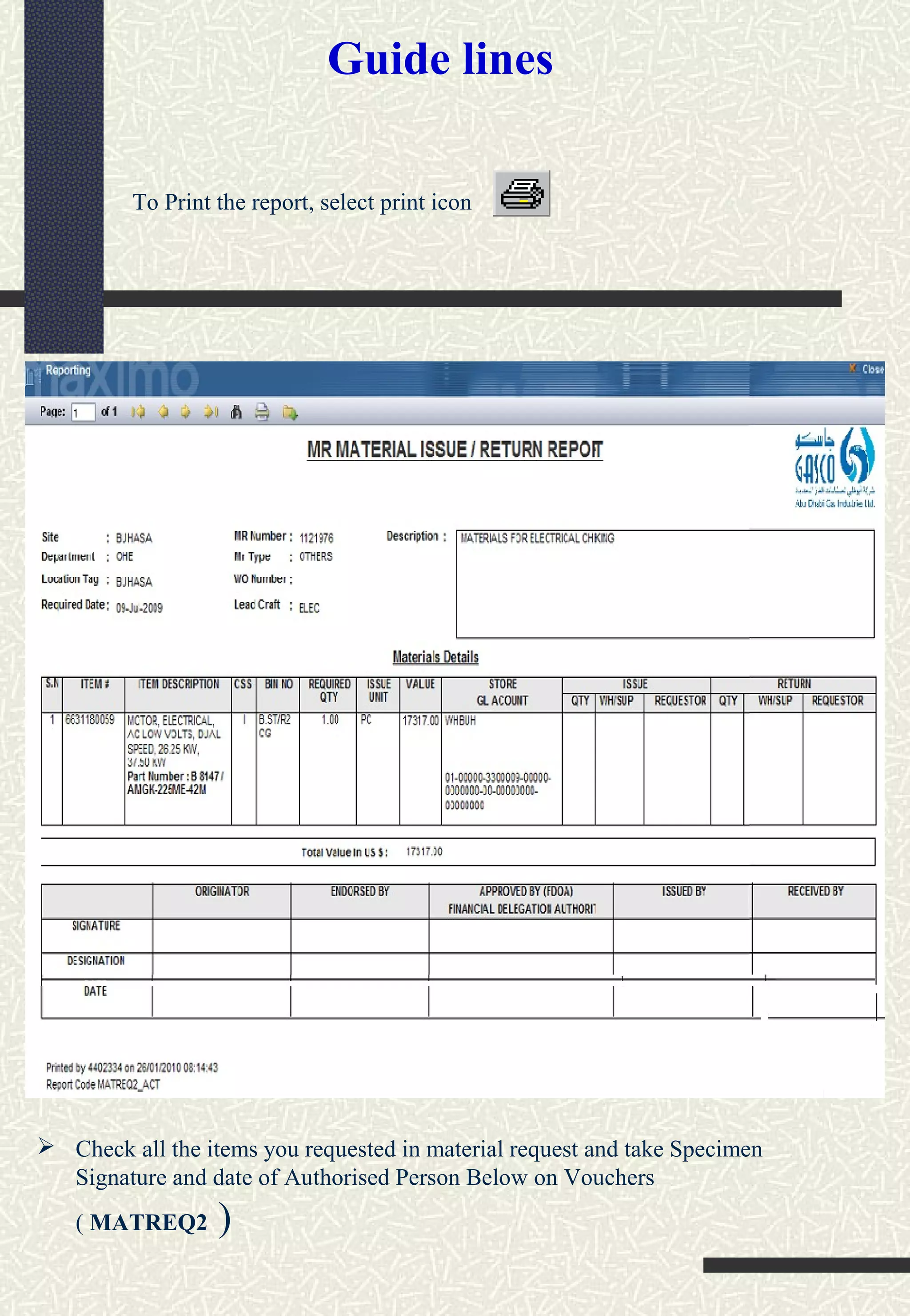 Material Request (OPERATION) | PPT