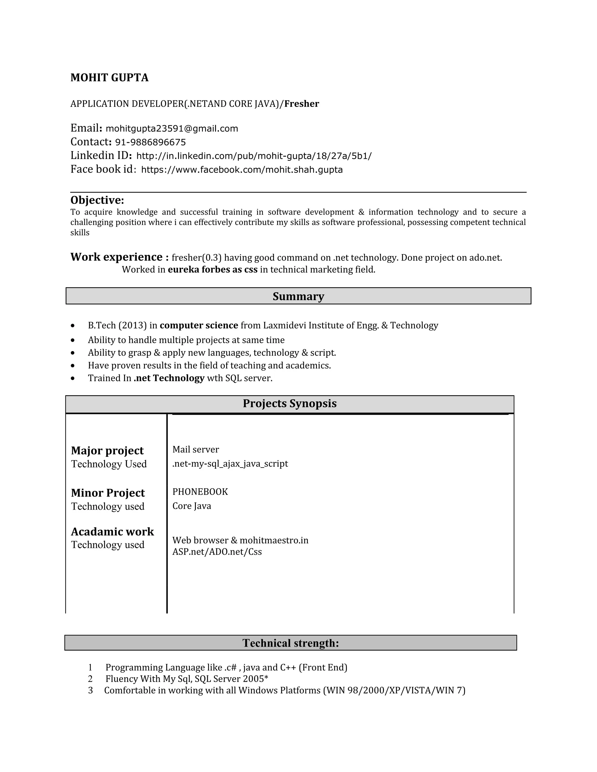 mohit_resume (1) | PDF