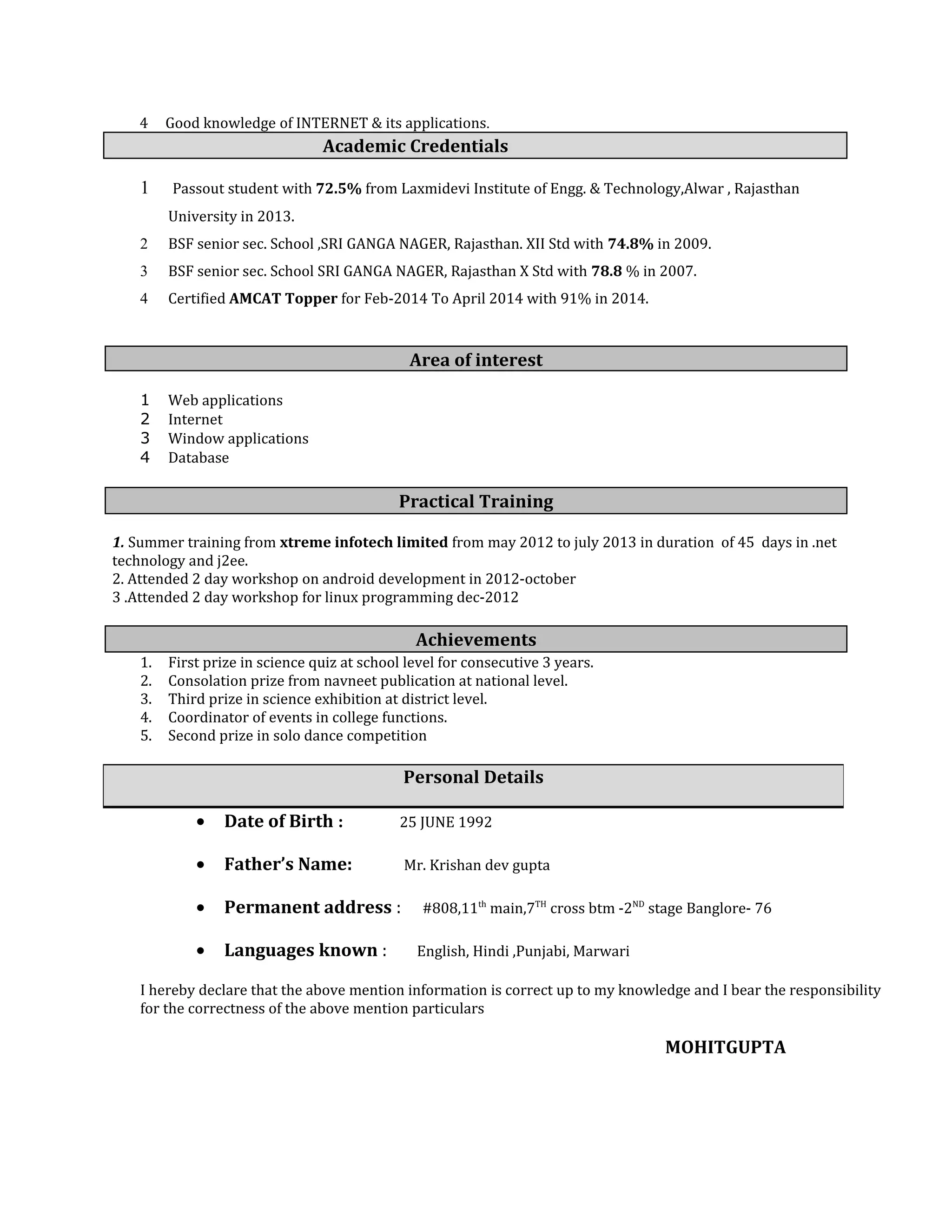 mohit_resume (1) | PDF