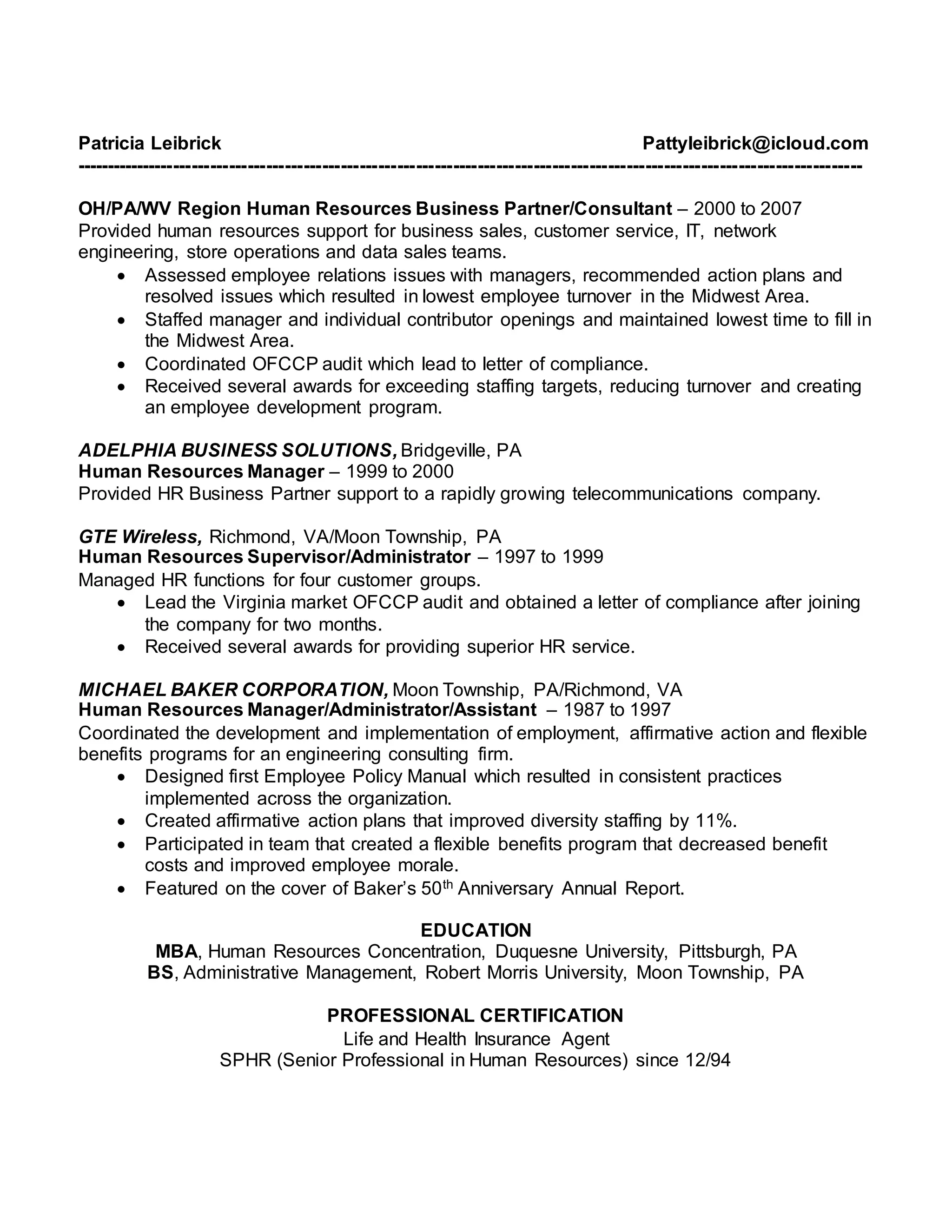 PALeibrick resume 2017 SC | DOCX | Human Resources | Business