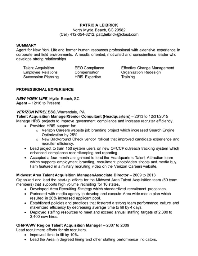 PALeibrick resume 2017 SC | DOCX | Human Resources | Business