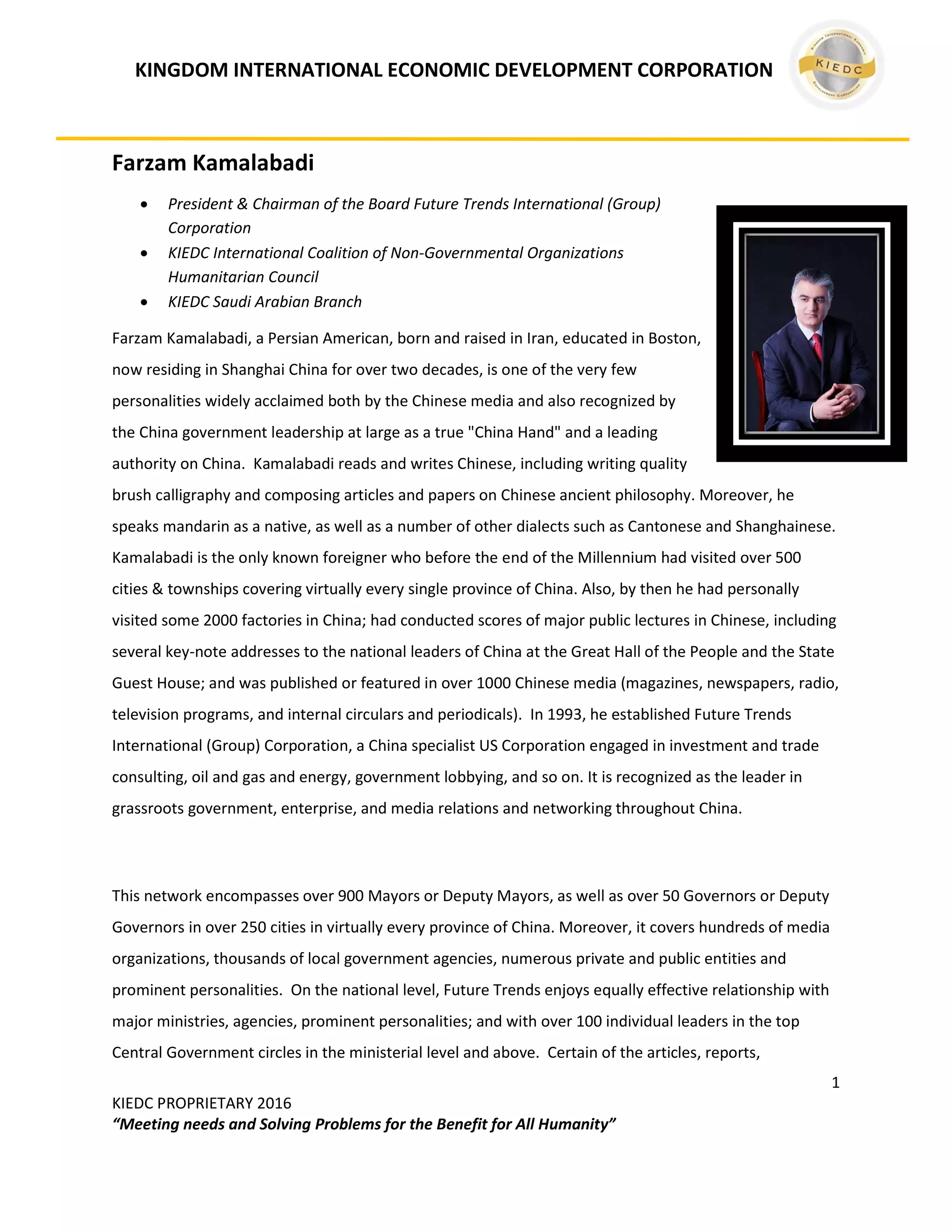 Farzam Kamalabadi Bio 2016 | PDF