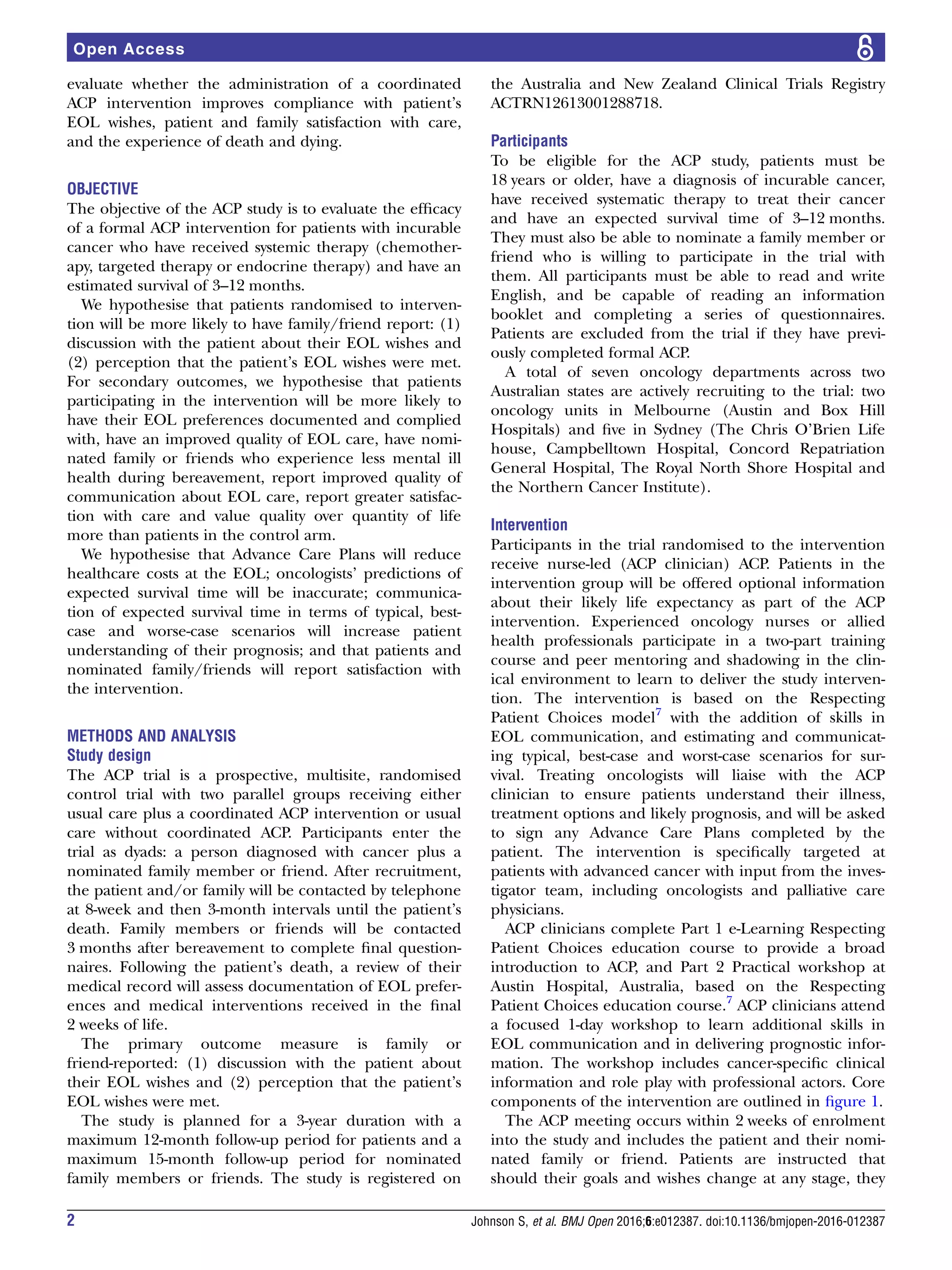 Johnson_et_al_2016_BMJOpen_protocol | PDF | Cancer | Diseases and Conditions