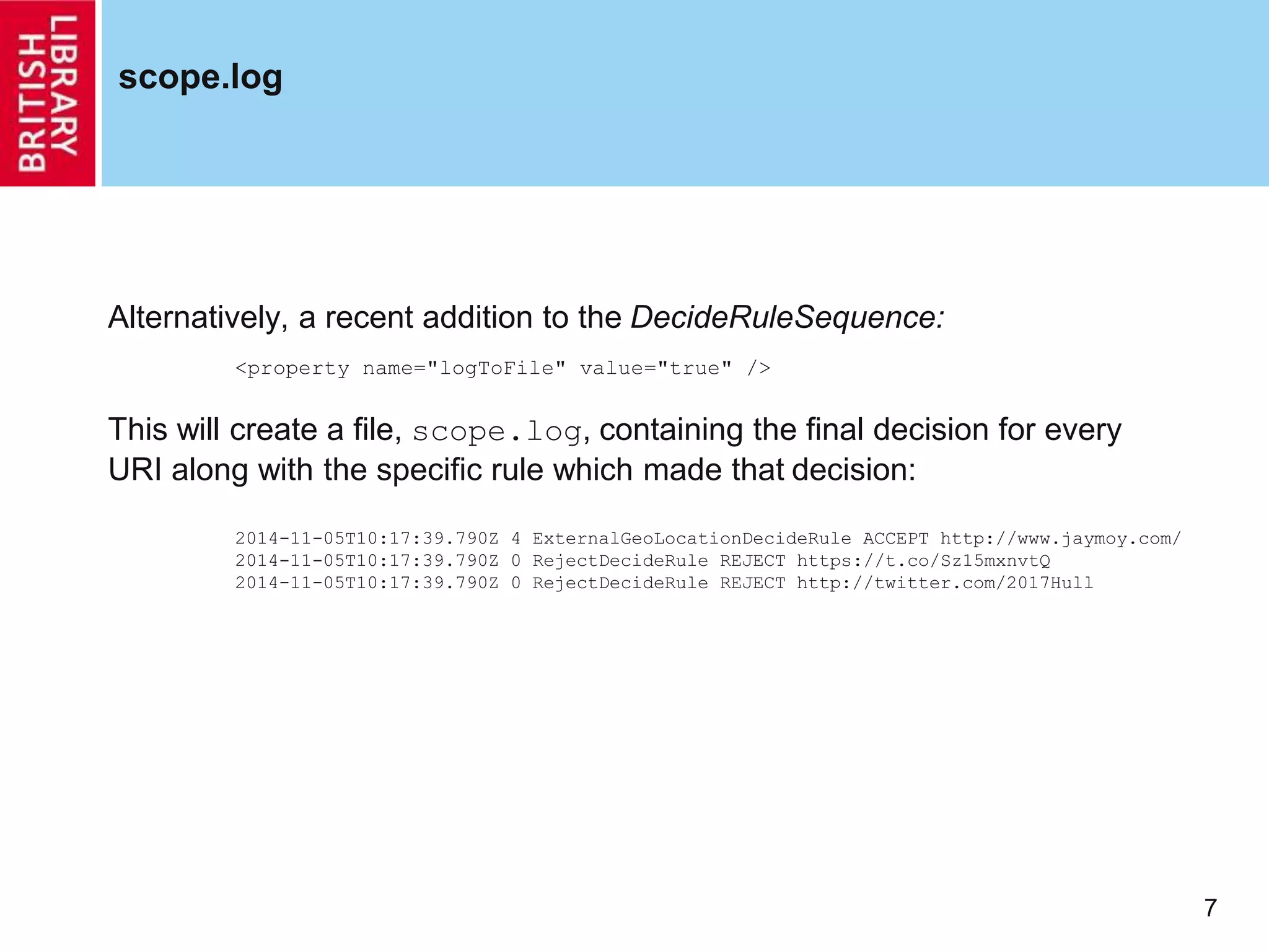 Heritrix DecideRules | PPTX