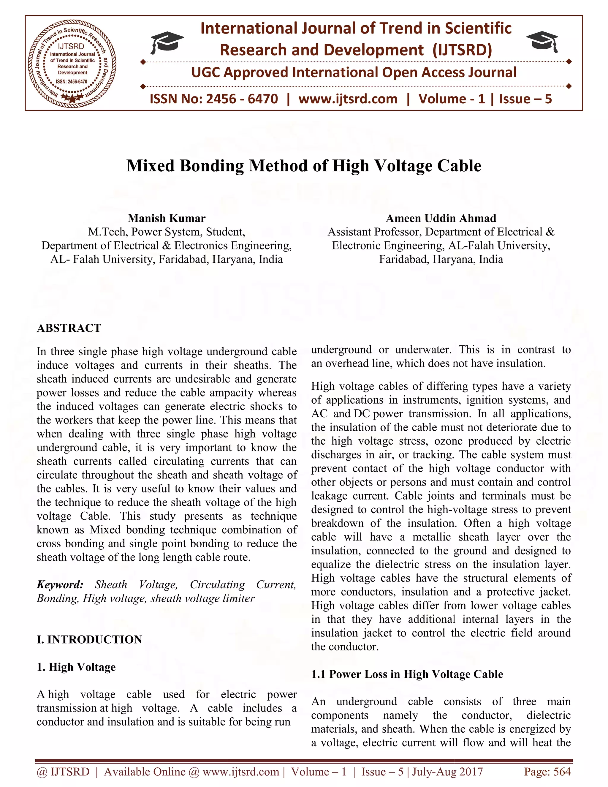 Mixed Bonding Method of High Voltage Cable | PDF