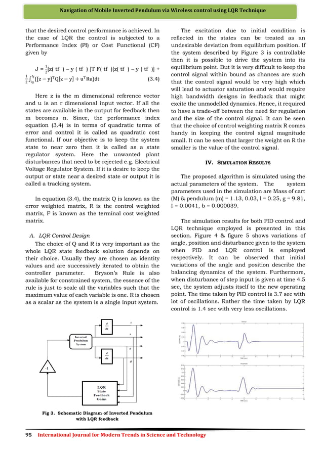 Navigation of Mobile Inverted Pendulum via Wireless control using LQR Technique | PDF