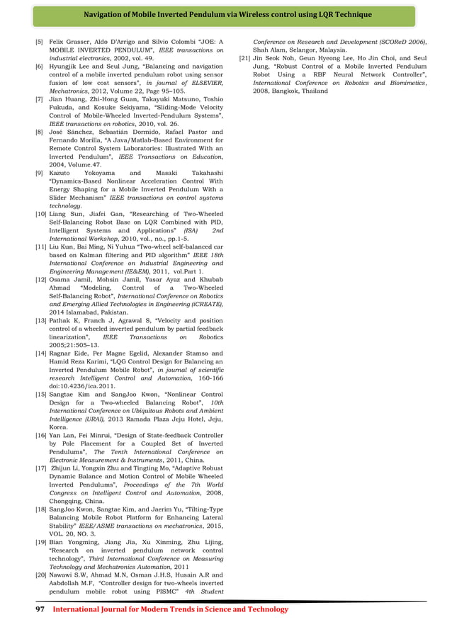 Navigation of Mobile Inverted Pendulum via Wireless control using LQR Technique | PDF