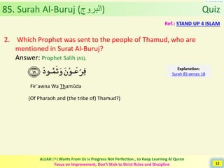 Al Quran (Chapter 85): Surah Al Buruj [The Constellations/The Stars] | PDF