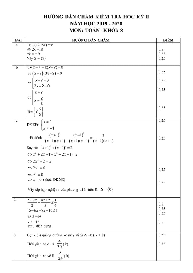 Đề Thi HK2 Toán 8 - THCS Quang Trung | PDF