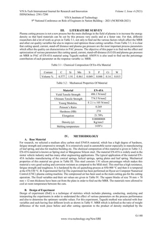 Experimental Analysis and Optimization of Process Parameters in Plasma Arc Cutting Machine of EN ...