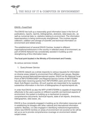 Role of IT & Computer in Environment | PDF