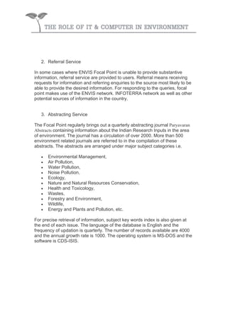 Role of IT & Computer in Environment | PDF