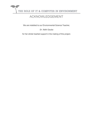 Role of IT & Computer in Environment | PDF