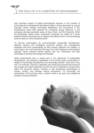Role of IT & Computer in Environment | PDF