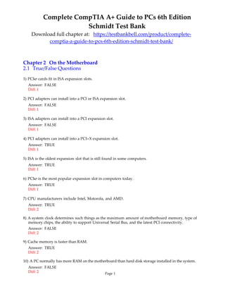 Complete CompTIA A+ Guide to PCs 6th Edition Schmidt Test Bank | PDF