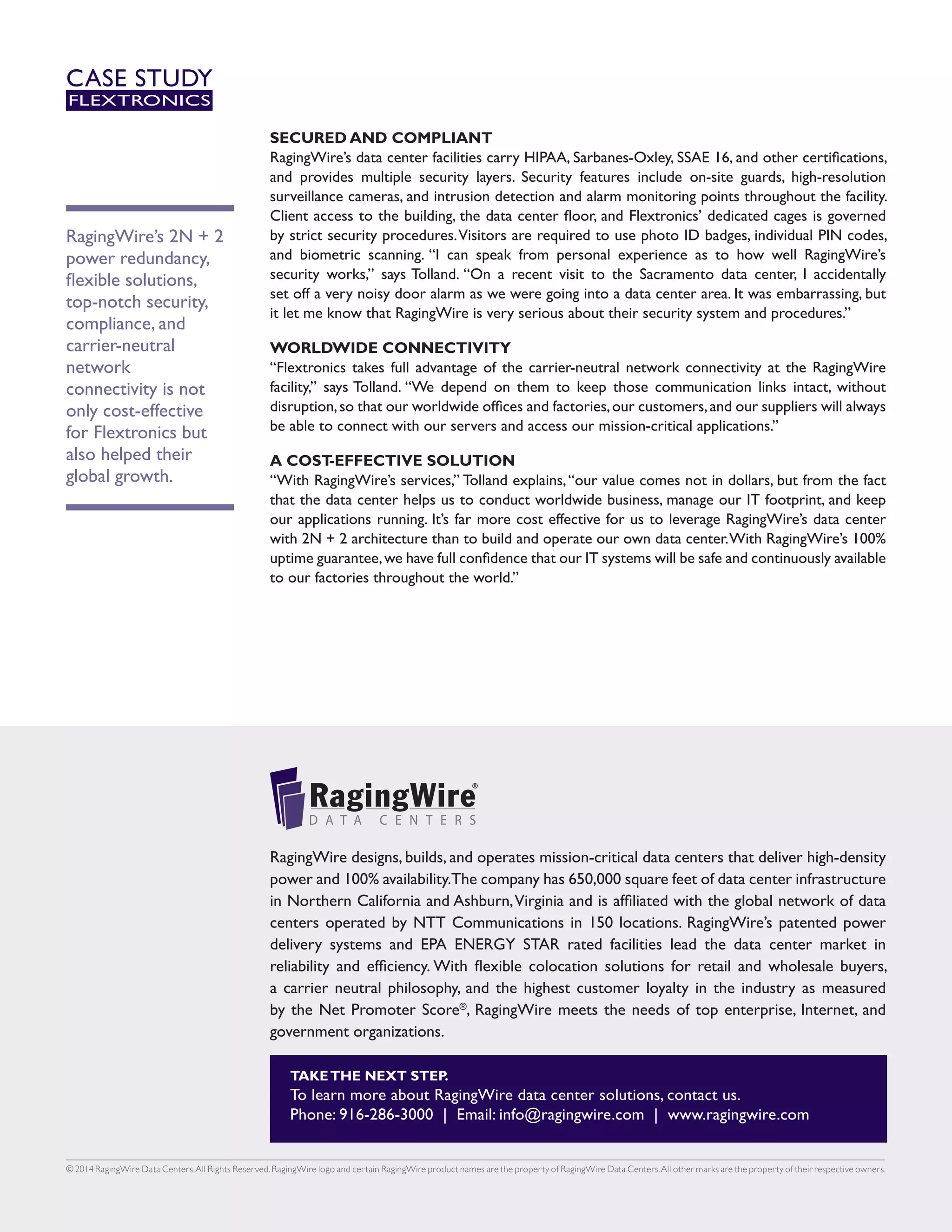 RagingWire Case Study - Flextronics | PDF