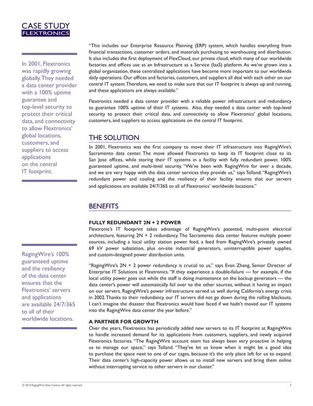 RagingWire Case Study - Flextronics | PDF