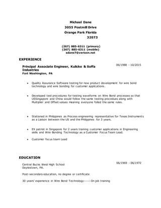 Michael Dane Resume | DOCX