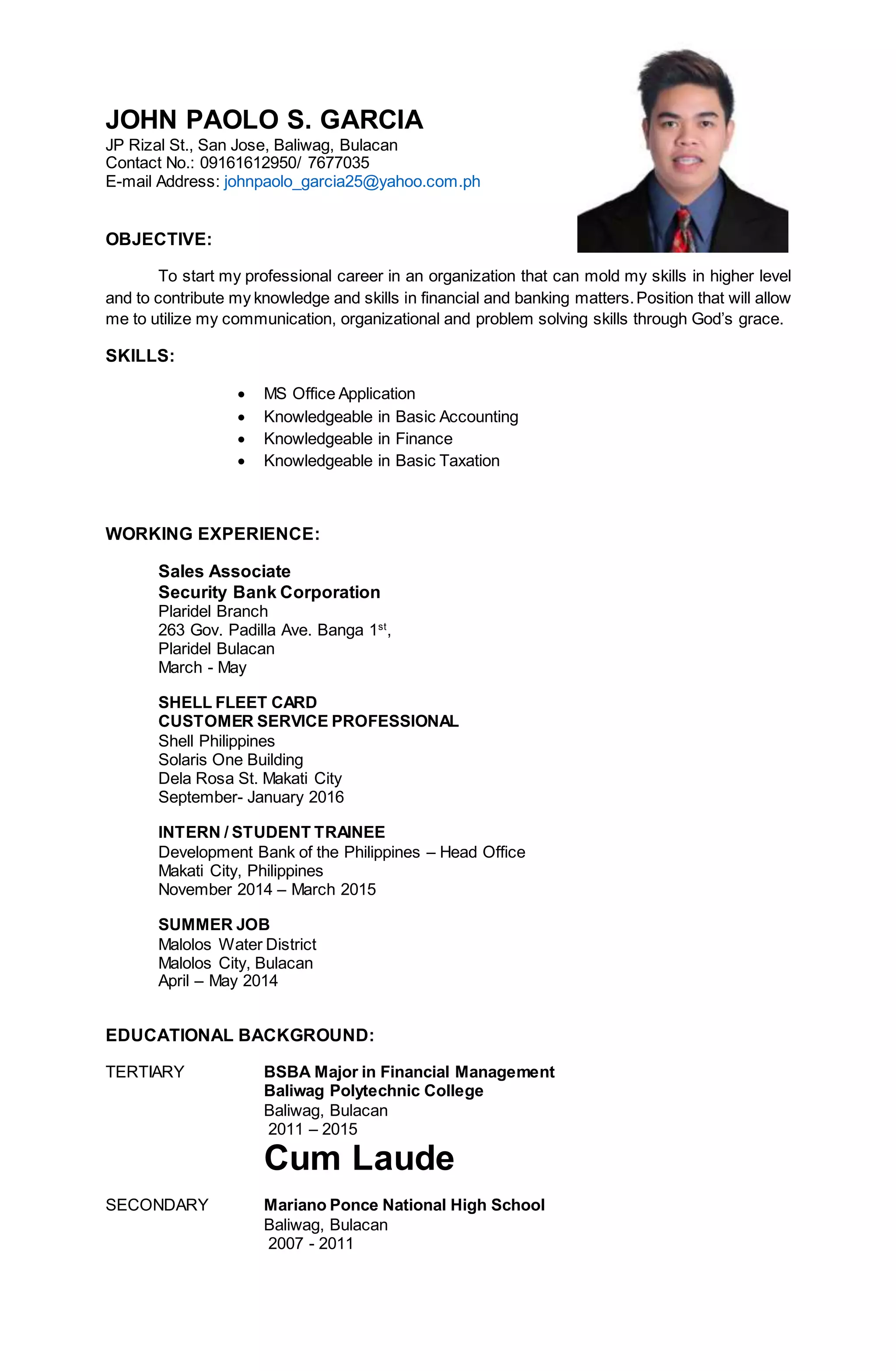 JOHN PAOLO S.docx resume | DOCX