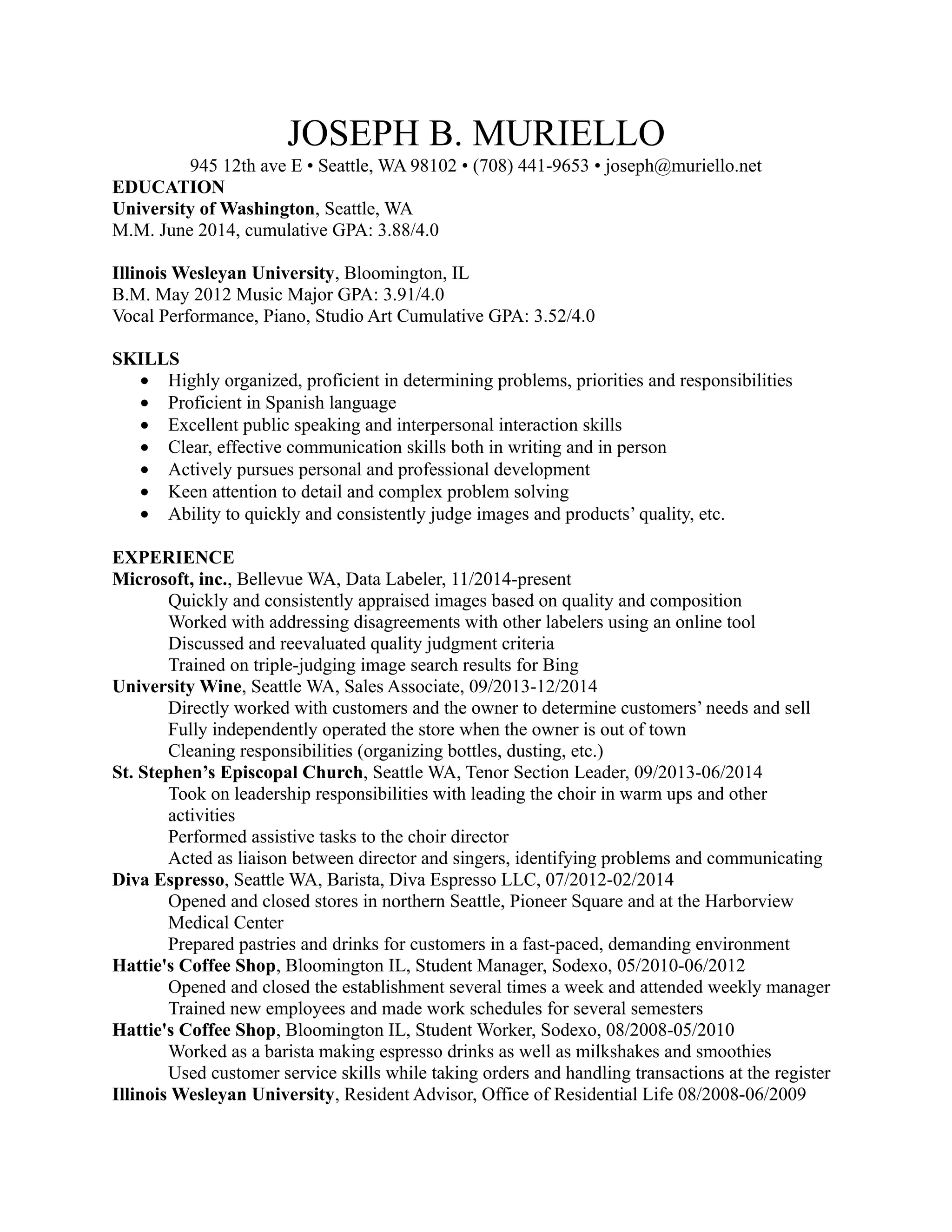 RESUME - Joseph Muriello | PDF