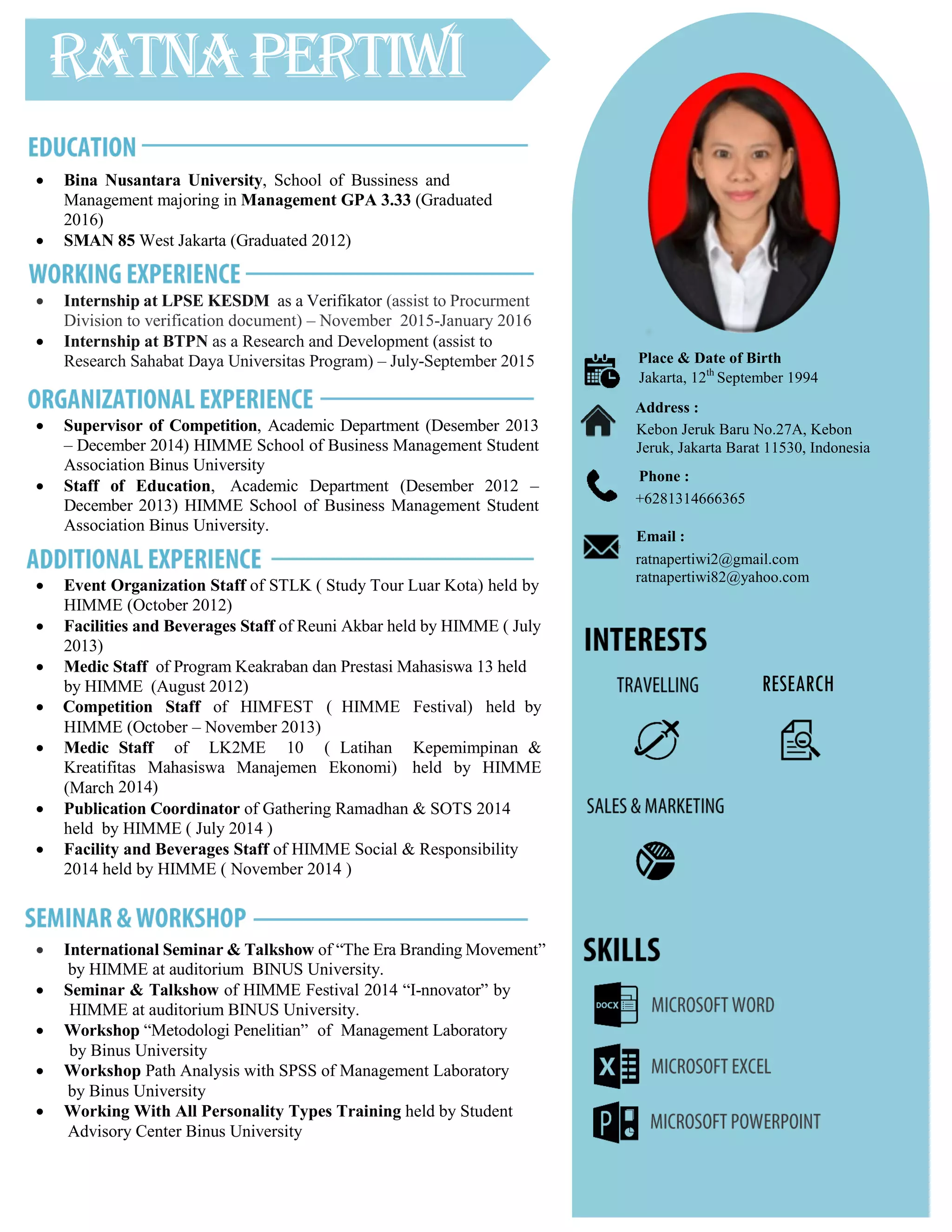 Ratna Pertiwi CV | PDF
