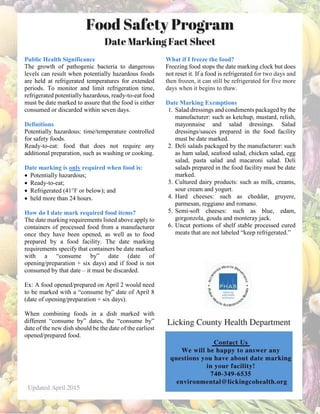 Date_Marking_Food_Safety_Fact_Sheet | PDF | Cooking | Food & Drink