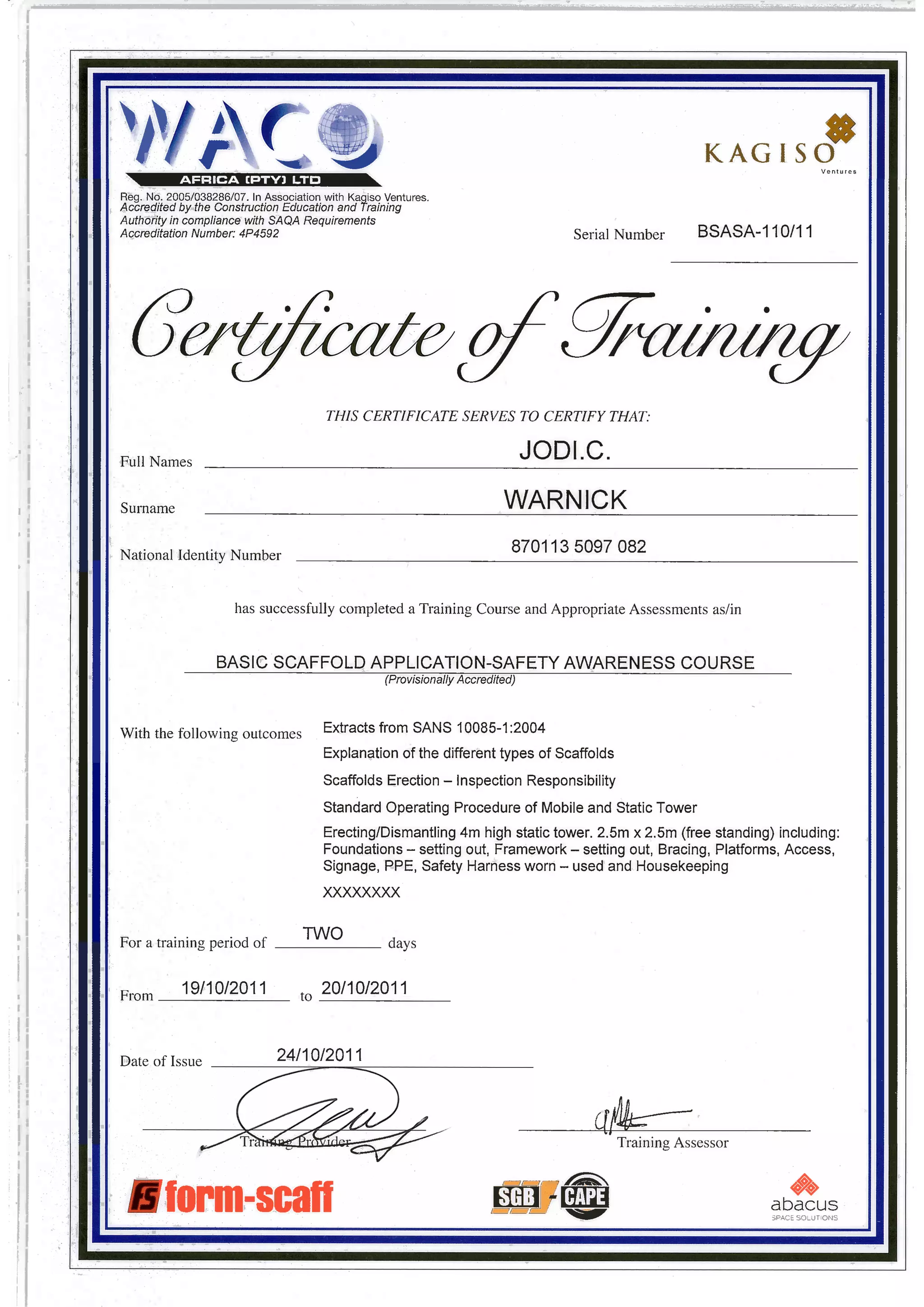 Jodi-Basic Scaffold App. | PDF