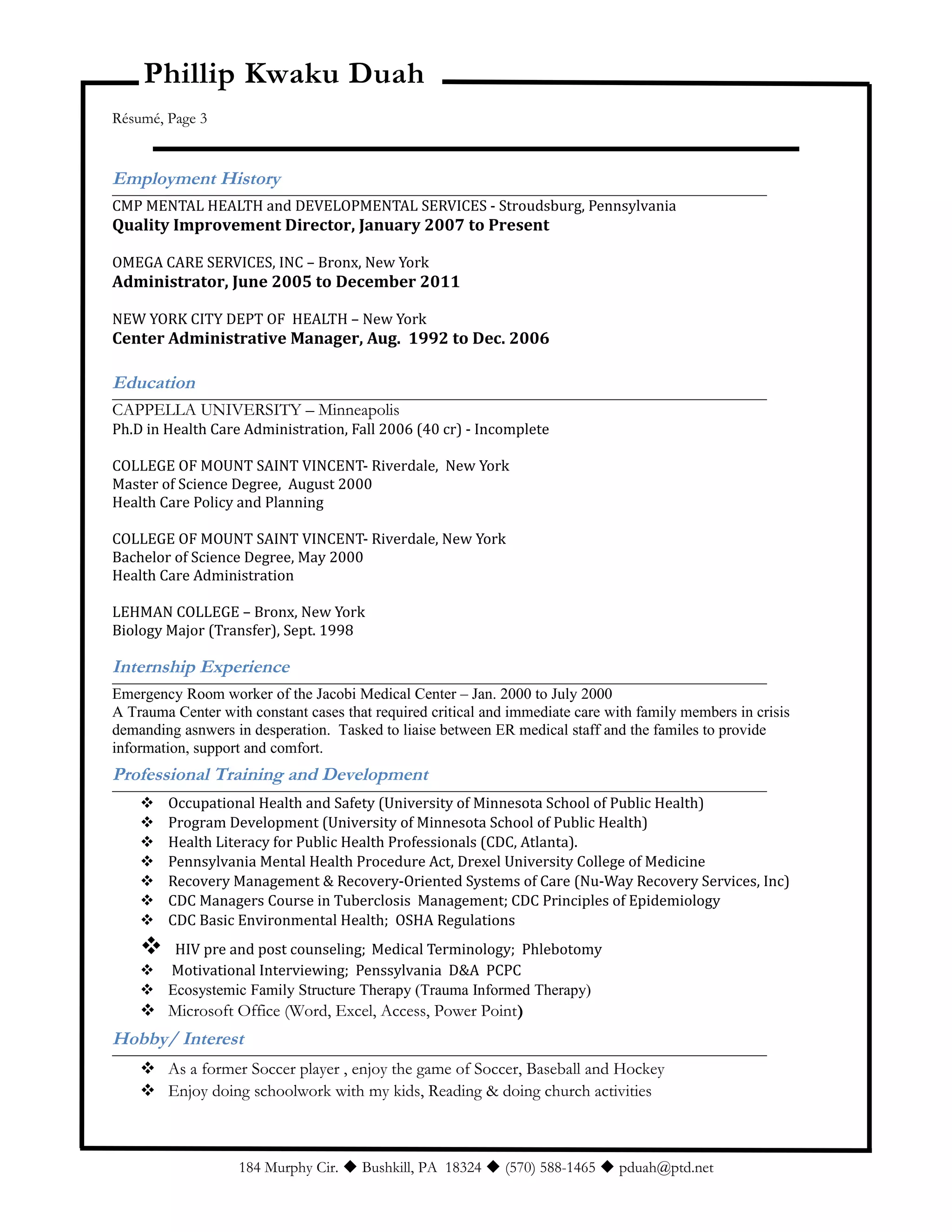 Phillip Duah -Resume (CV) | DOC