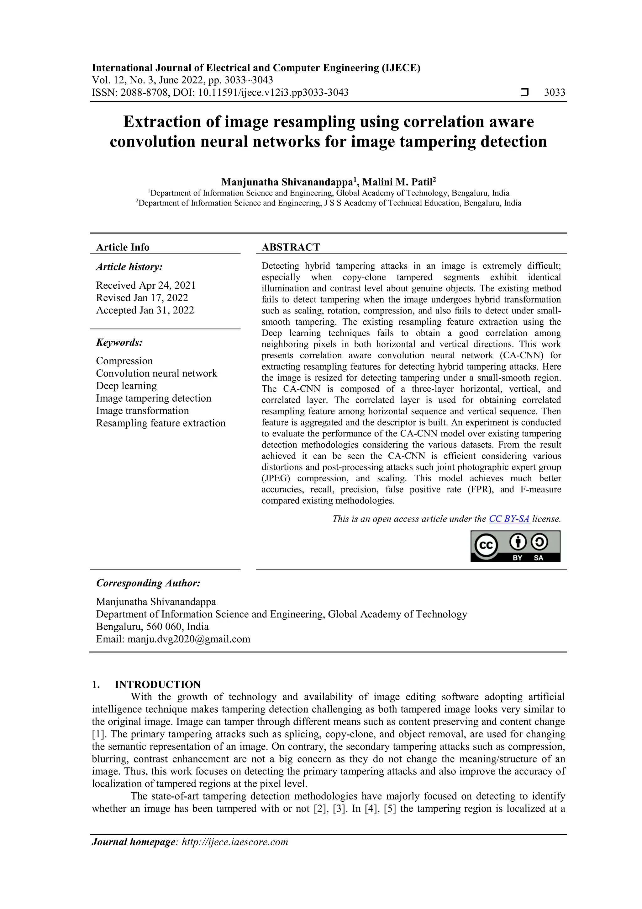 Extraction Of Image Resampling Using Correlation Aware Convolution
