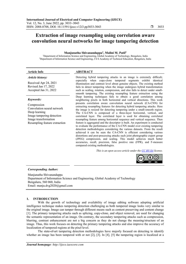 Extraction of image resampling using correlation aware convolution neural networks for image ...