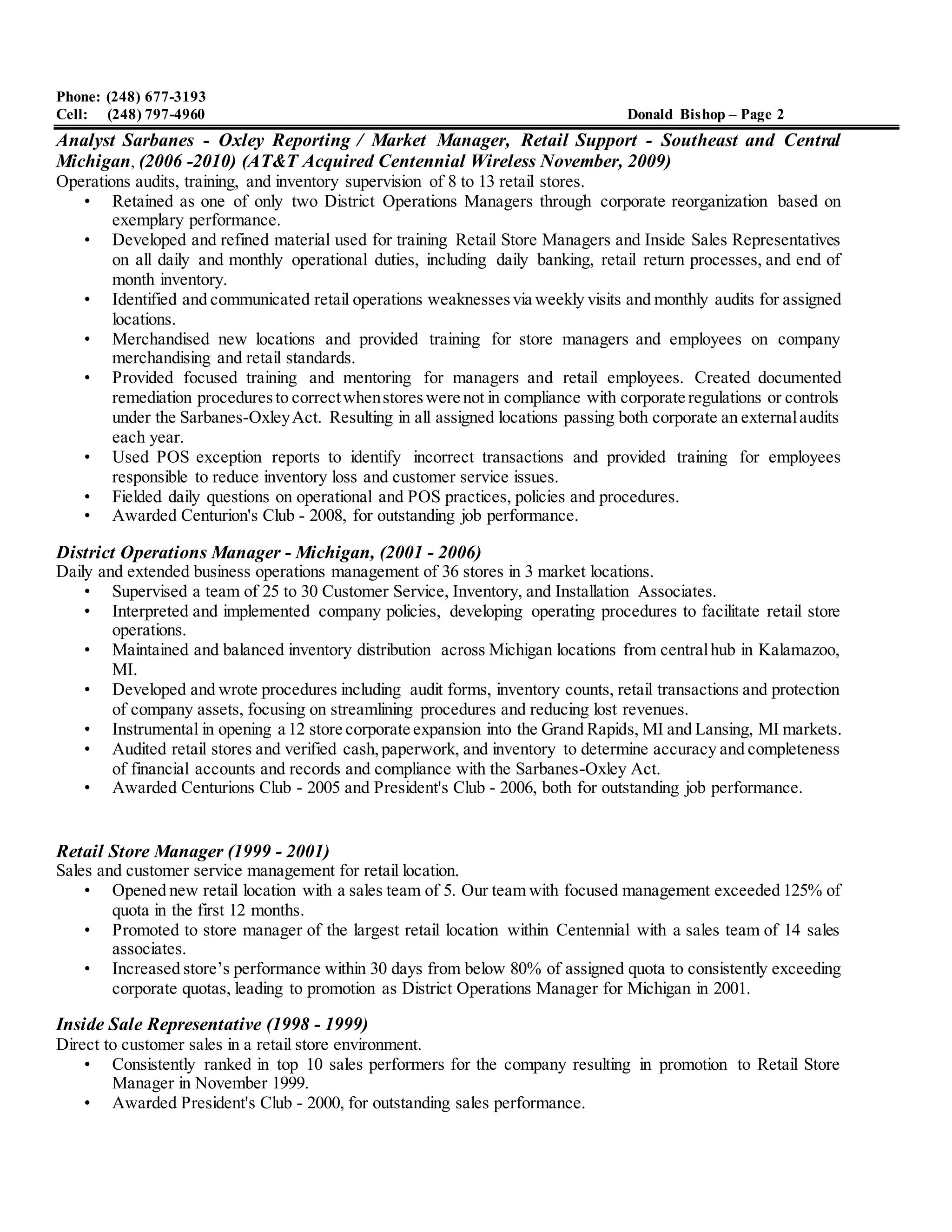 Donald Bishop Resume - LinkedIn | DOCX