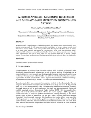 A HYBRID APPROACH COMBINING RULE-BASED AND ANOMALY-BASED DETECTION AGAINST DDOS ATTACKS | PDF