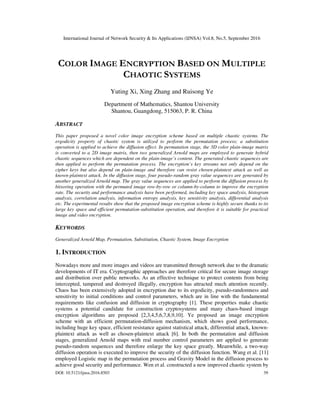 COLOR IMAGE ENCRYPTION BASED ON MULTIPLE CHAOTIC SYSTEMS | PDF
