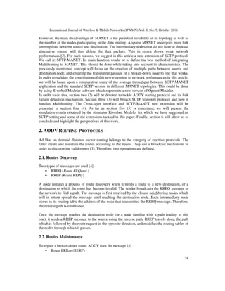SCTP-MANET NEW EXTENSION OF SCTP PROTOCOL FOR THE OPTIMIZATION OF MANET PERFORMANCES | PDF