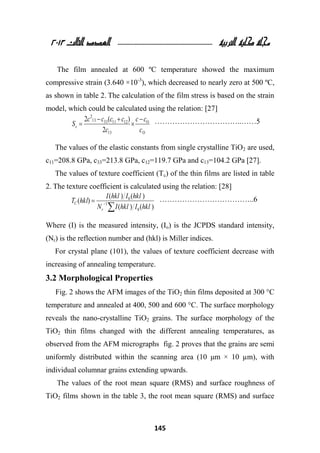 Study of Annealing Effect on the Some Physical Properties of Nanostructured TiO2 films prepared ...