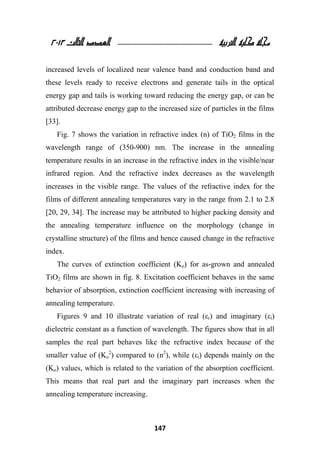 Study of Annealing Effect on the Some Physical Properties of Nanostructured TiO2 films prepared ...