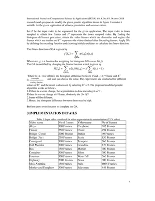 VIDEO SEGMENTATION & SUMMARIZATION USING MODIFIED GENETIC ALGORITHM | PDF