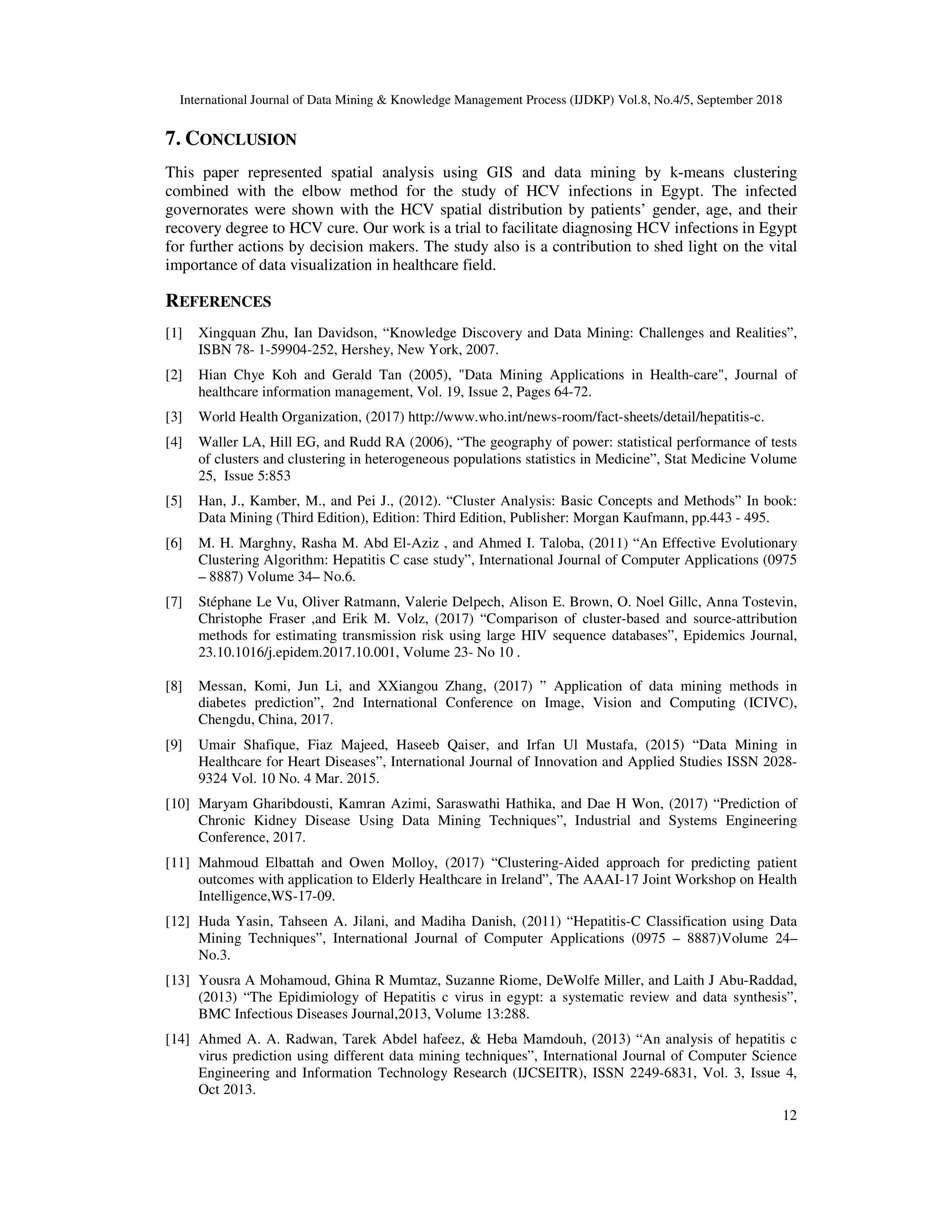 Spatial Clustering And Analysis On Hepatitis C Virus Infections In Egypt Pdf