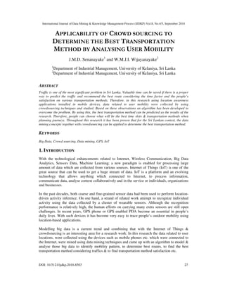 APPLICABILITY OF CROWD SOURCING TO DETERMINE THE BEST TRANSPORTATION METHOD BY ANALYSING USER ...