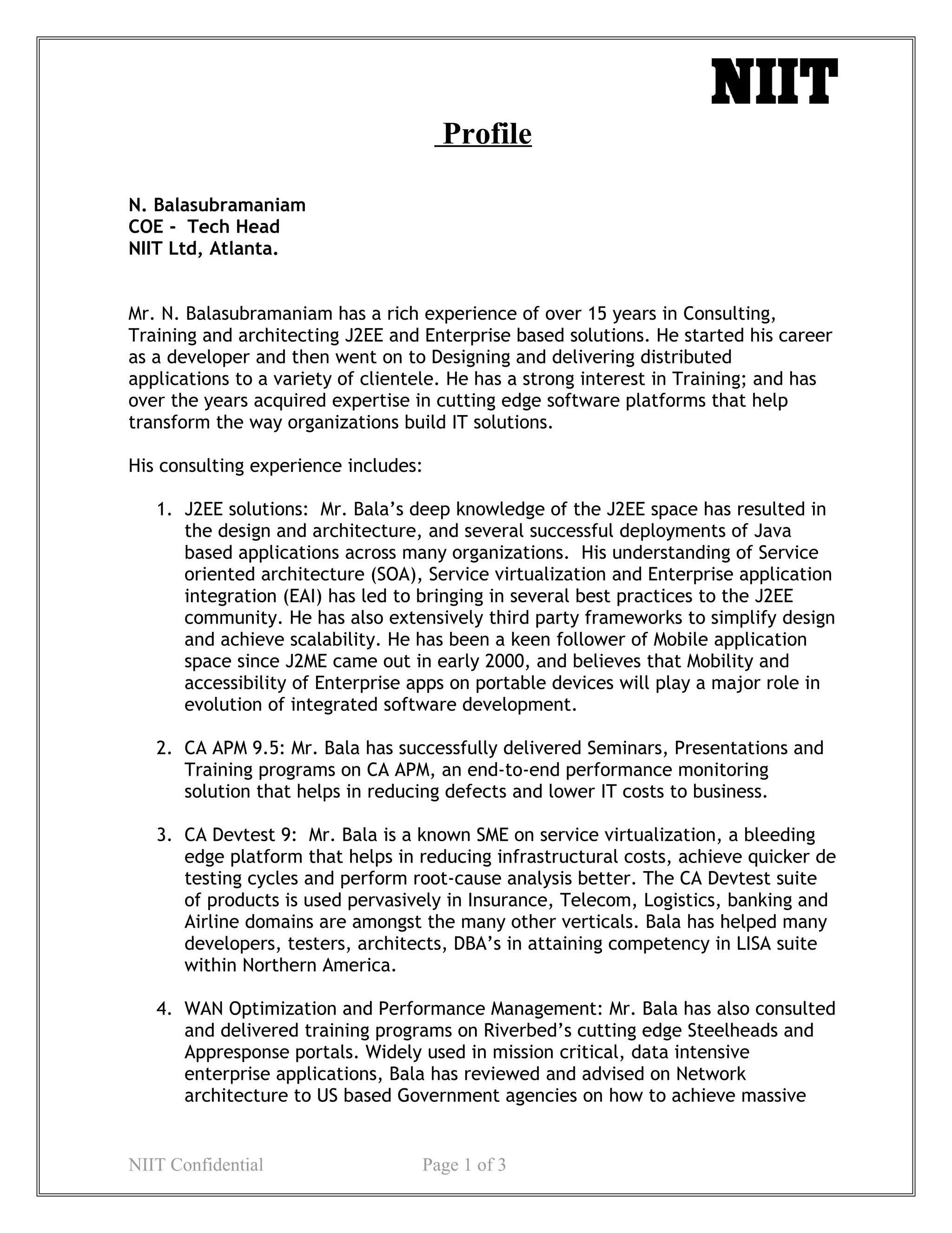 Profile of Bala | DOC