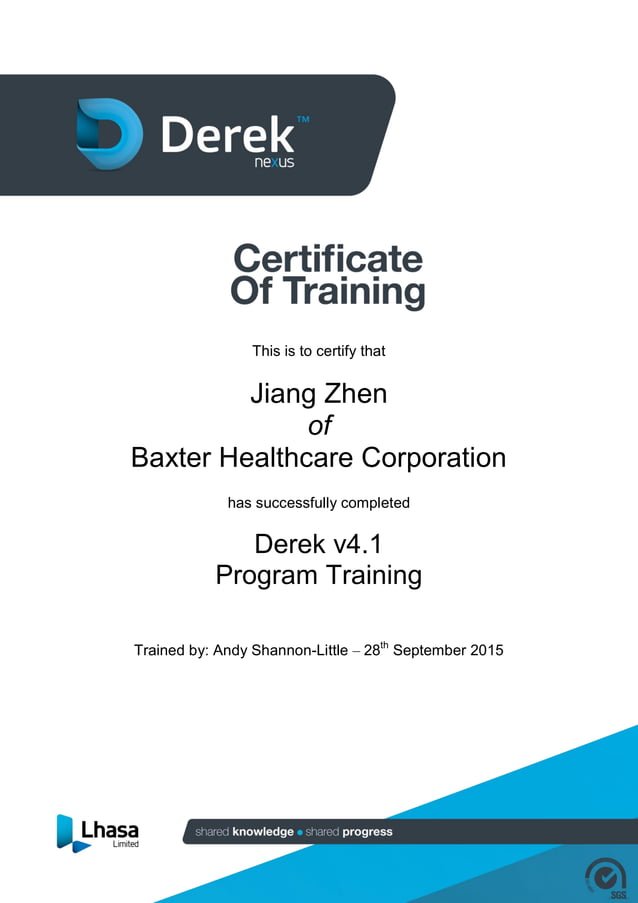 Jiang Zhen Derek Certificate | PDF
