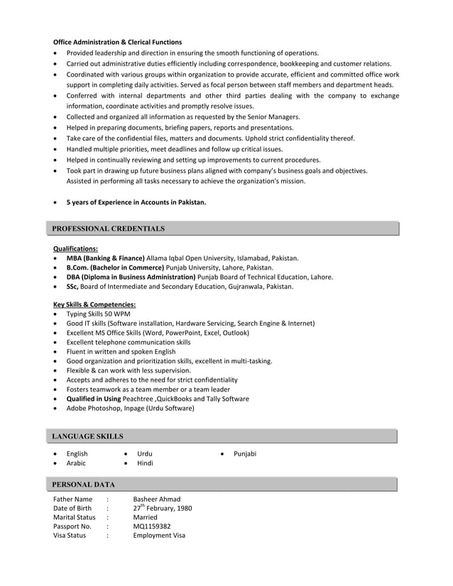 Saeed Ahmad HR CV | PDF