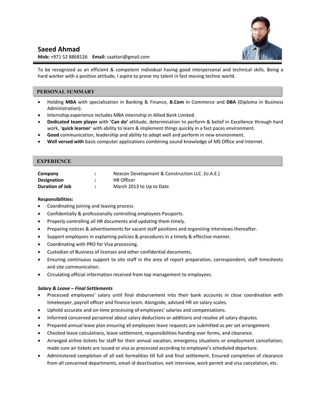 Saeed Ahmad HR CV | PDF