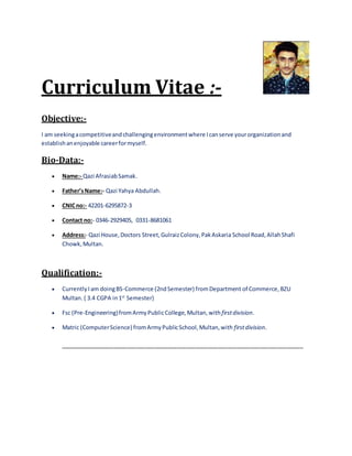 Qazi Afrasiab Samak's CV | DOCX